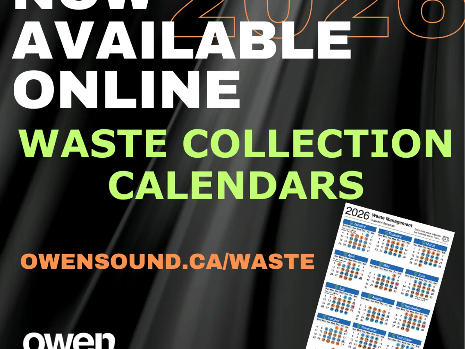 City of Owen Sound Releases 2026 Waste Management Calendar | City of ...